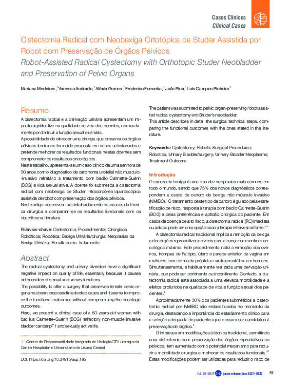 (PDF) Cistectomia Radical com Neobexiga Ortotópica de Studer Assistida ...
