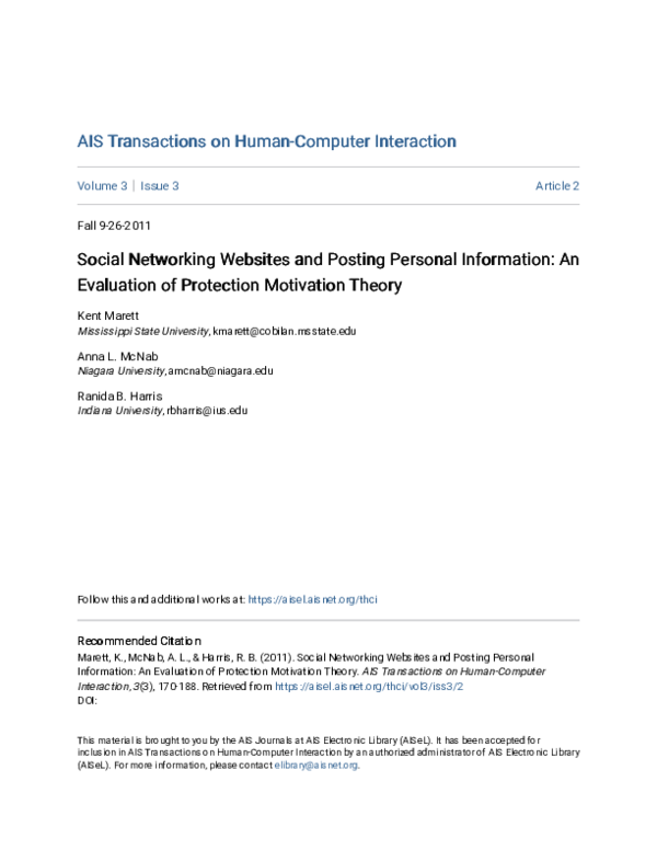 (PDF) Social Networking Websites and Posting Personal Information: An ...