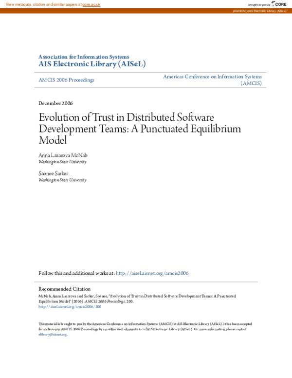 (PDF) Evolution of trust in distributed software development teams: a punctuated equilibrium model