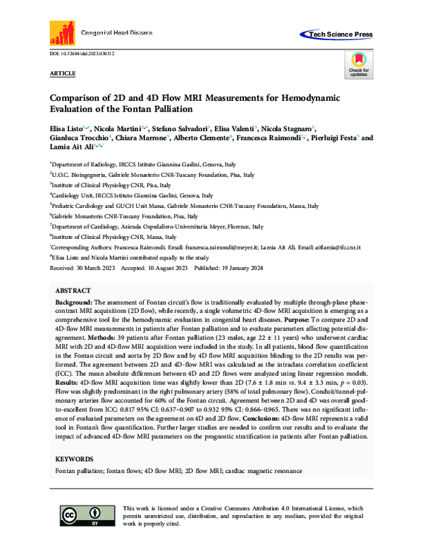 (PDF) Comparison of 2D and 4D Flow MRI Measurements for Hemodynamic ...