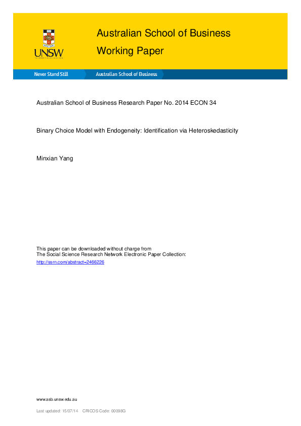 (PDF) Binary Choice Model with Endogeneity: Identification via Heteroskedasticity