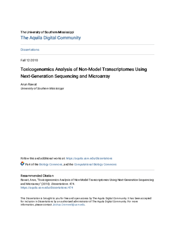 (PDF) Toxicogenomics Analysis of Non-model Transcriptomes Using Next-generation Sequencing and ...