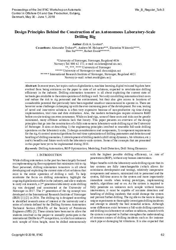 (PDF) Design Principles Behind the Construction of an Autonomous Laboratory-Scale Drilling Rig