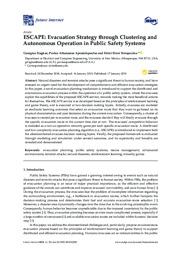(PDF) ESCAPE: Evacuation Strategy through Clustering and Autonomous Operation in Public Safety ...