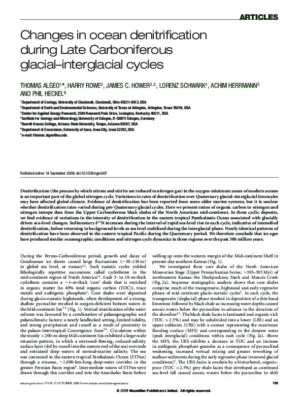 (PDF) Changes in ocean denitrification during Late Carboniferous ...