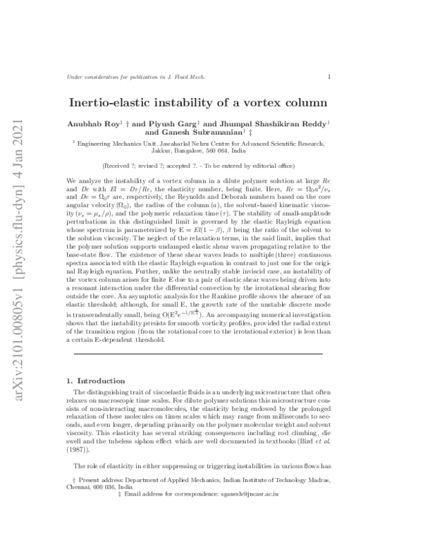 (PDF) Inertio-elastic instability of a vortex column