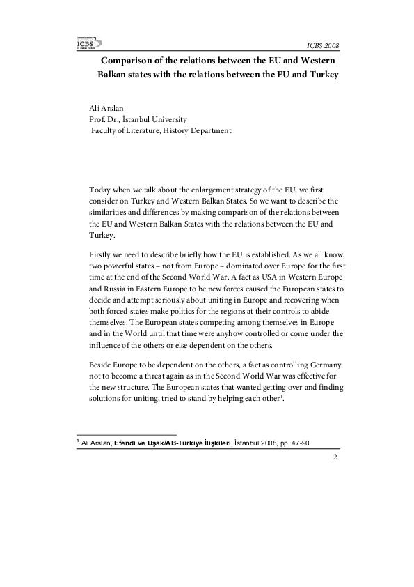(PDF) Comparison of the relations between the EU and Western Balkan ...