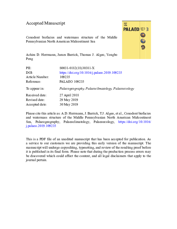 (PDF) Conodont biofacies and watermass structure of the Middle ...