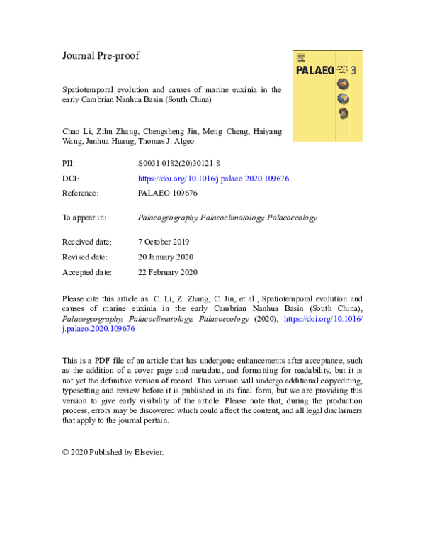 (PDF) Spatiotemporal evolution and causes of marine euxinia in the ...