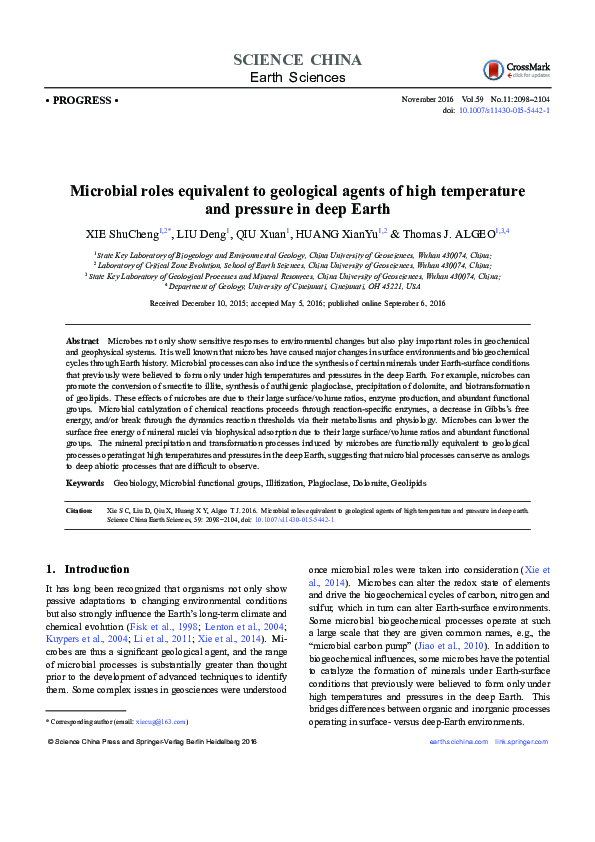 (PDF) Microbial roles equivalent to geological agents of high ...