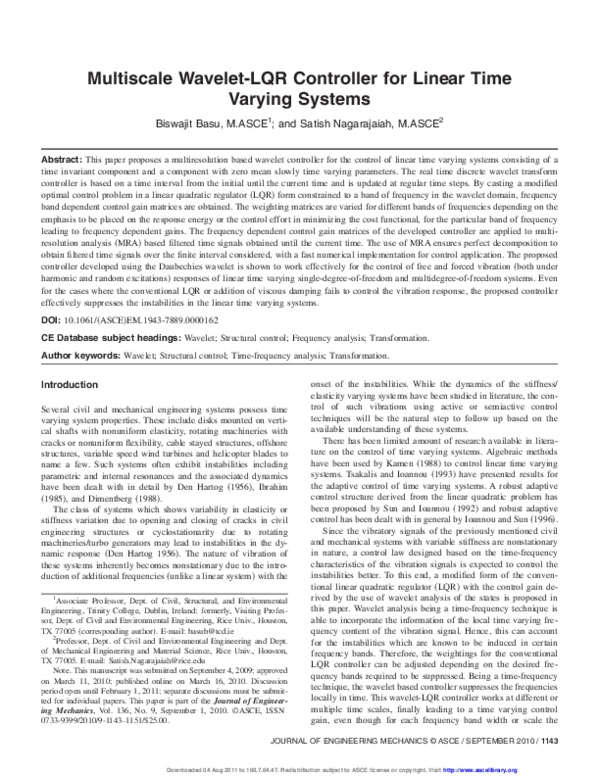 (PDF) Multiscale Wavelet-LQR Controller for Linear Time Varying Systems