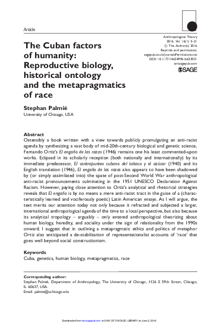 (PDF) The Cuban factors of humanity: Reproductive biology, historical ...