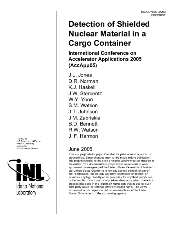 (PDF) Detection of shielded nuclear material in a cargo container ...