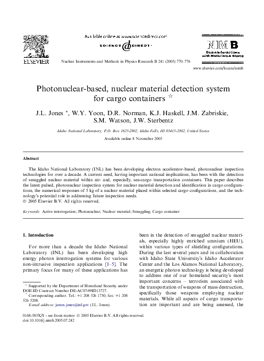 (PDF) Photonuclear-based, nuclear material detection system for cargo ...