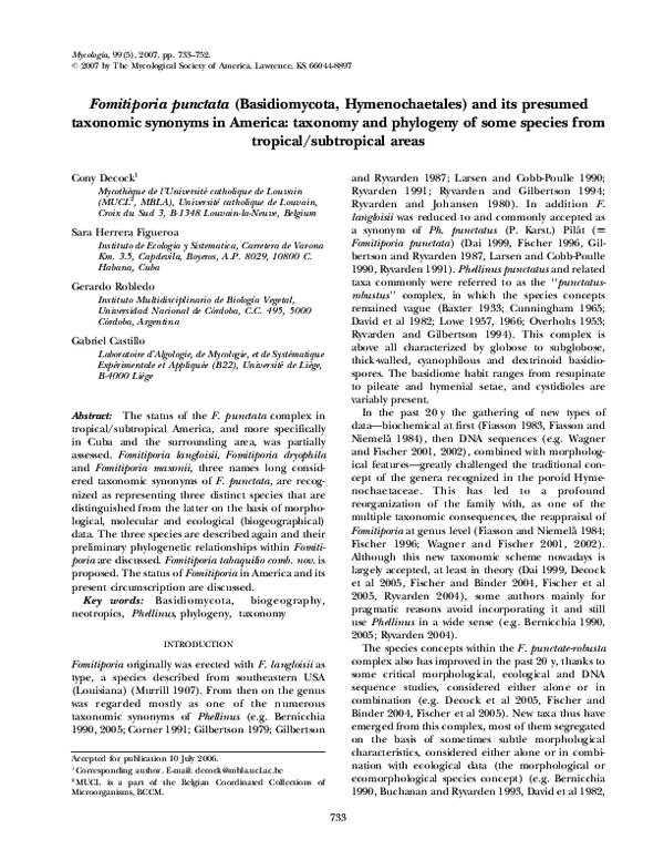 (PDF) Fomitiporia punctata (Basidiomycota, Hymenochaetales) and its ...
