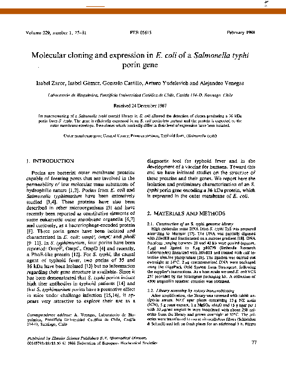 (PDF) Molecular cloning and expression inE. coliof aSalmonella ... (PDF) Molecular cloning and expression inE. coliof aSalmonella ...