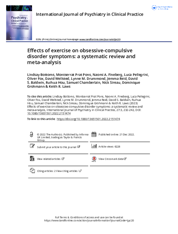 (PDF) Effects of exercise on obsessive-compulsive disorder symptoms: a ...