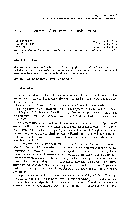 (PDF) Piecemeal learning of an unknown environment
