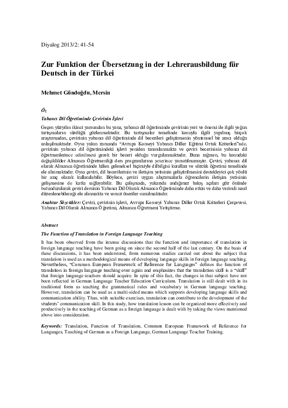 (PDF) The Function of Translation in Foreign Language Teaching