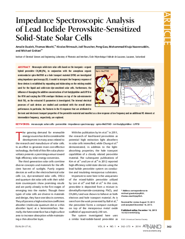 (PDF) Impedance Spectroscopic Analysis of Lead Iodide Perovskite-Sensitized Solid-State Solar Cells