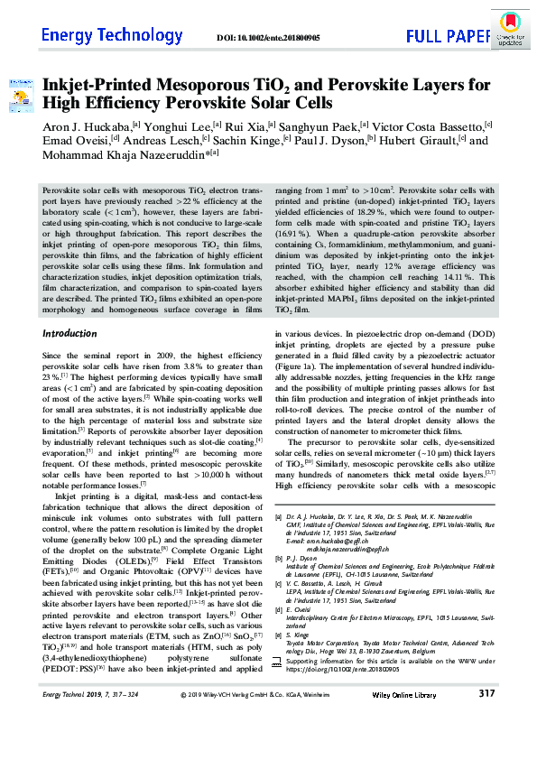 (PDF) Inkjet-Printed Mesoporous TiO2 and Perovskite Layers for High Efficiency Perovskite Solar ...