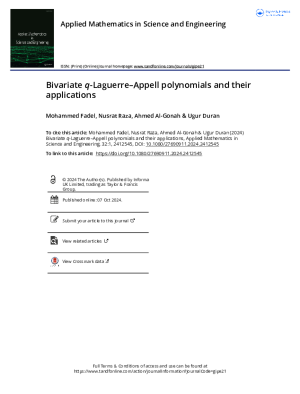 (PDF) Bivariate q-Laguerre-Appell polynomials and their applications
