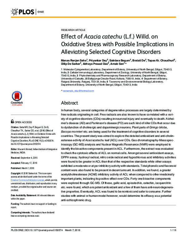 (PDF) Effect of Acacia catechu (L.f.) Willd. on Oxidative Stress with Possible Implications in ...