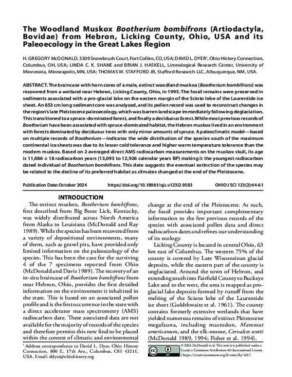 (PDF) The Woodland Muskox Bootherium bombifrons (Artiodactyla, Bovidae ...