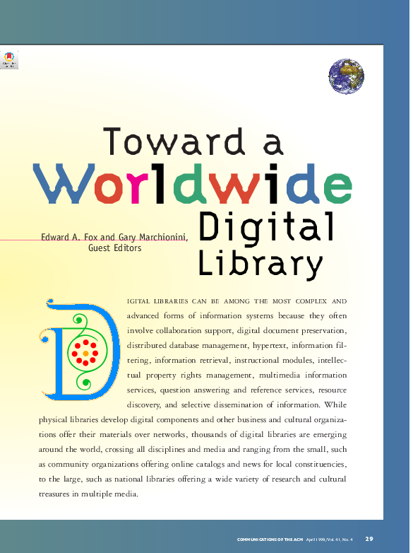 (PDF) Toward a worldwide digital library