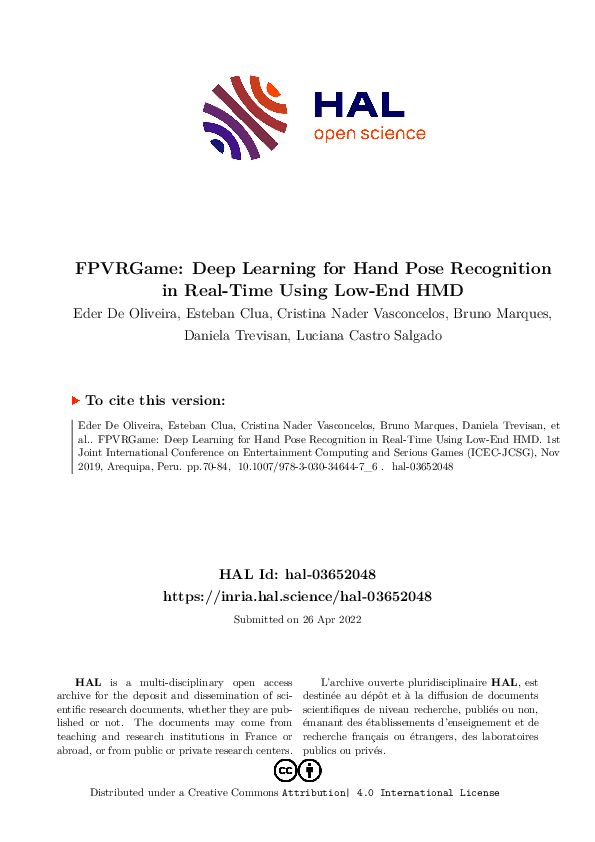 (PDF) FPVRGame: Deep Learning for Hand Pose Recognition in Real-Time Using Low-End HMD