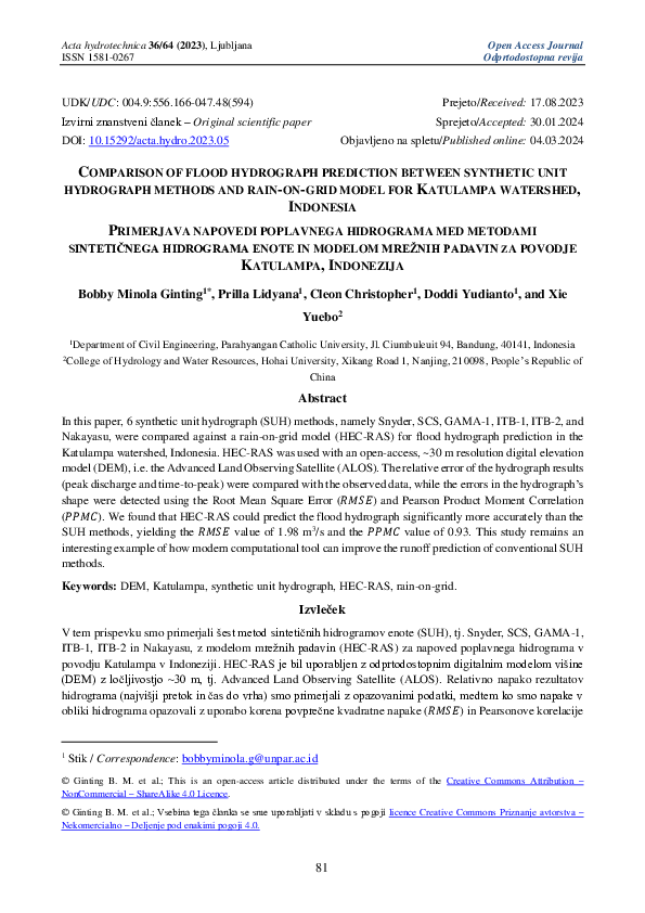 (PDF) Comparison of flood hydrograph prediction between synthetic unit hydrograph methods and ...