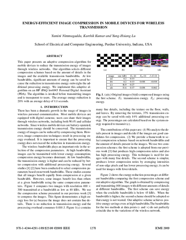 (PDF) Energy-efficient image compression in mobile devices for wireless transmission | Karthik ...