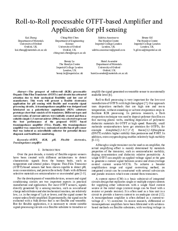 (PDF) OTFT-based Amplifier for pH Sensing