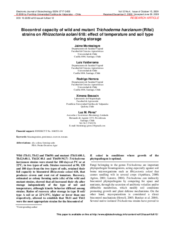 (PDF) Biocontrol capacity of wild and mutant Trichoderma harzianum (Rifai) strains on ...