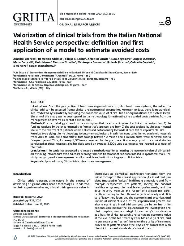 (PDF) Valorization of clinical trials from the Italian National Health ...