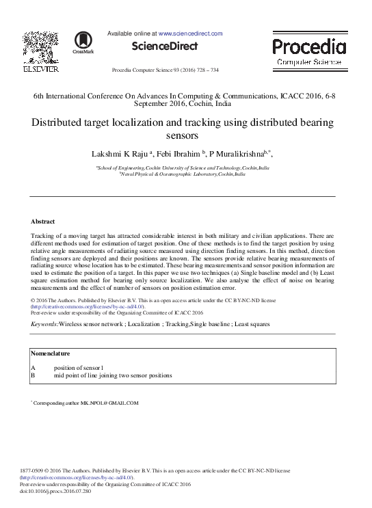 Pdf Distributed Target Localization And Tracking Using Distributed