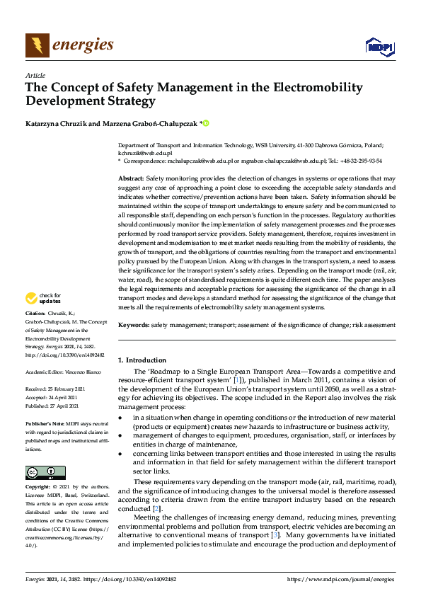 (PDF) The Concept of Safety Management in the Electromobility ...