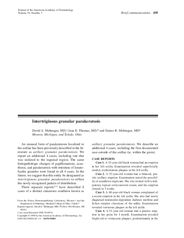 (PDF) Intertriginous granular parakeratosis
