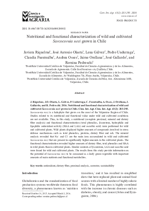 (PDF) Nutritional and functional characterization of wild and ...