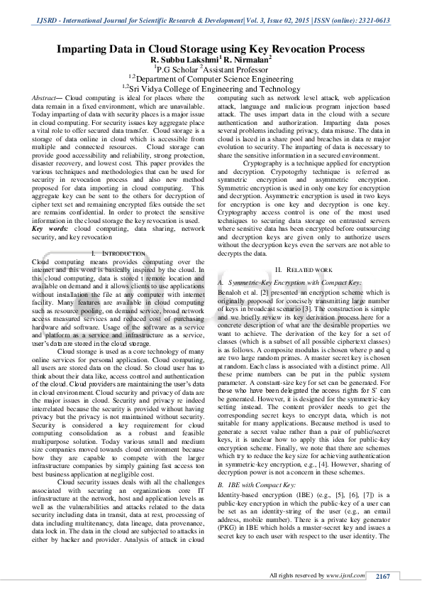 (PDF) Imparting Data in Cloud Storage using Key Revocation Process