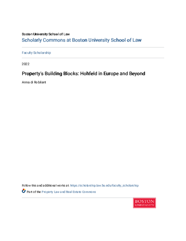 (PDF) Property’s Building Blocks: Hohfeld in Europe and Beyond