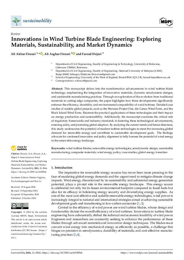 (PDF) Innovations in Wind Turbine Blade Engineering: Exploring ...