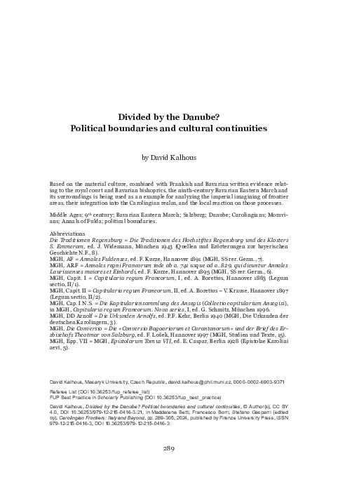 (PDF) Divided by Danube. Political boundaries and cultural continuities