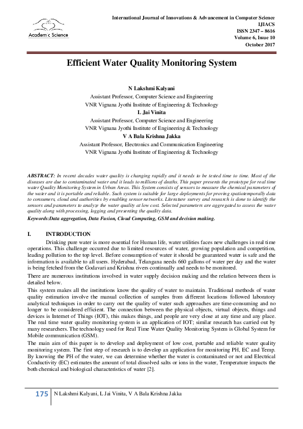 (PDF) Efficient Water Quality Monitoring System