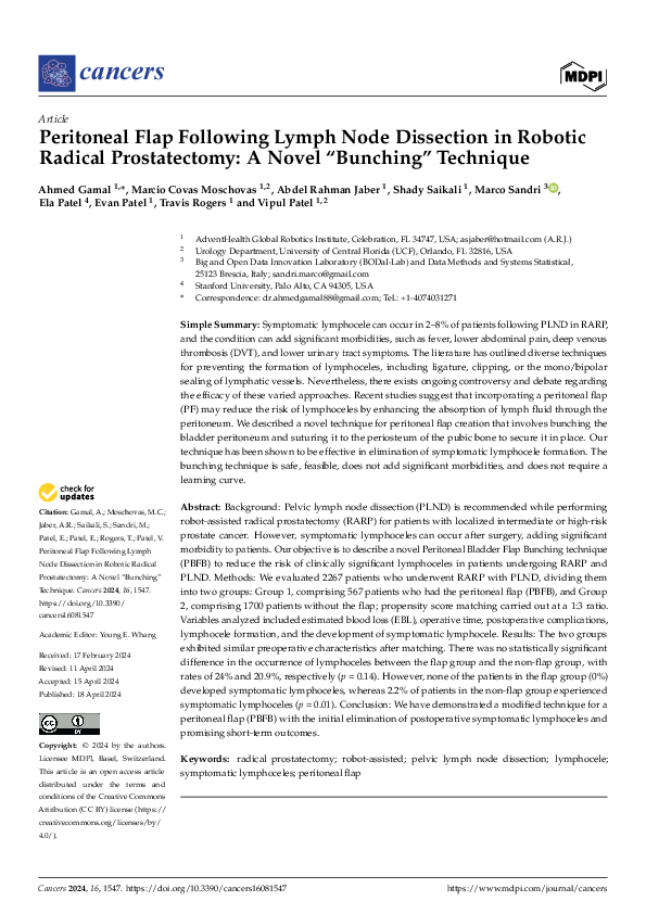 (PDF) Peritoneal Flap Following Lymph Node Dissection in Robotic ...