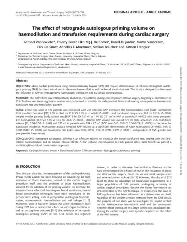 (PDF) The effect of retrograde autologous priming volume on ...