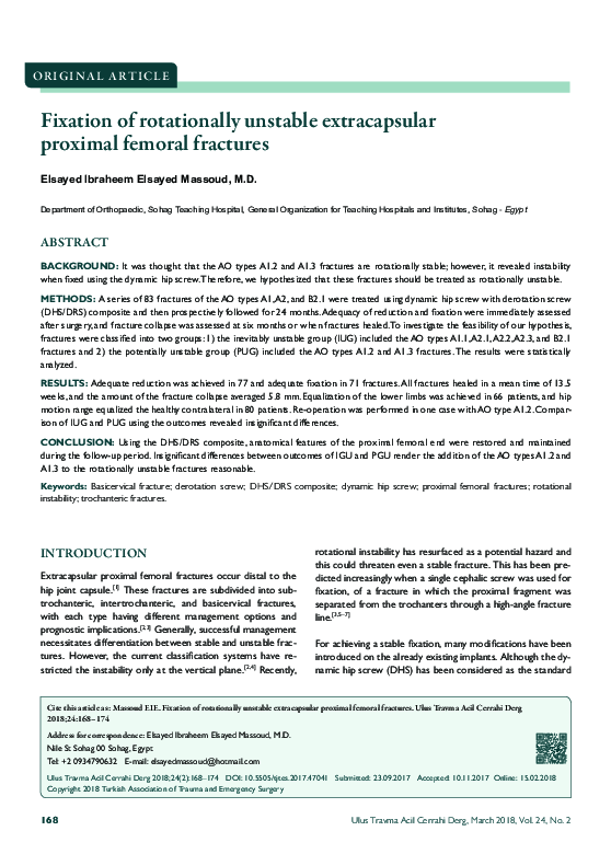 (PDF) Fixation of rotationally unstable extracapsular proximal femoral ...