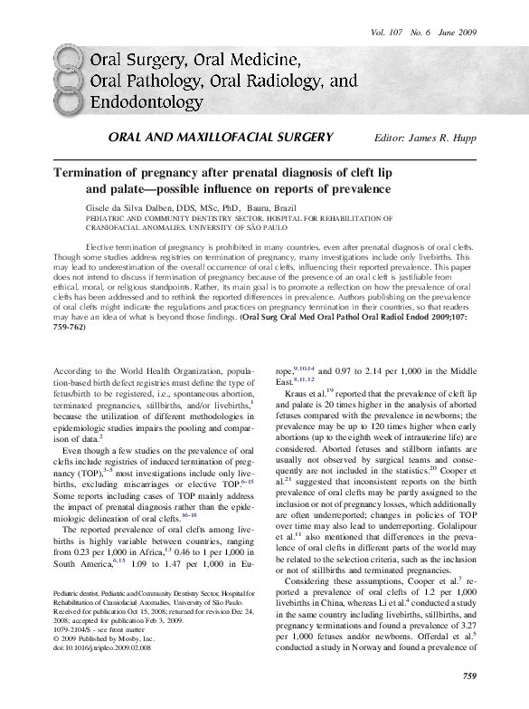 (PDF) Termination of pregnancy after prenatal diagnosis of cleft lip ...
