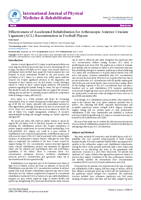 (PDF) Effectiveness of an Accelerated Rehabilitation Protocol After ...