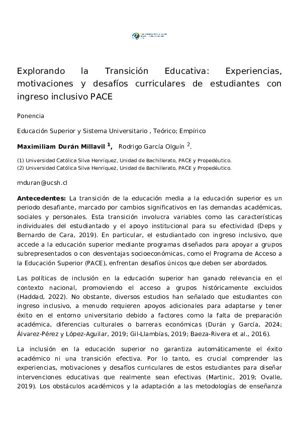 (PDF) Explorando la Transición Educativa: Experiencias, motivaciones y ...